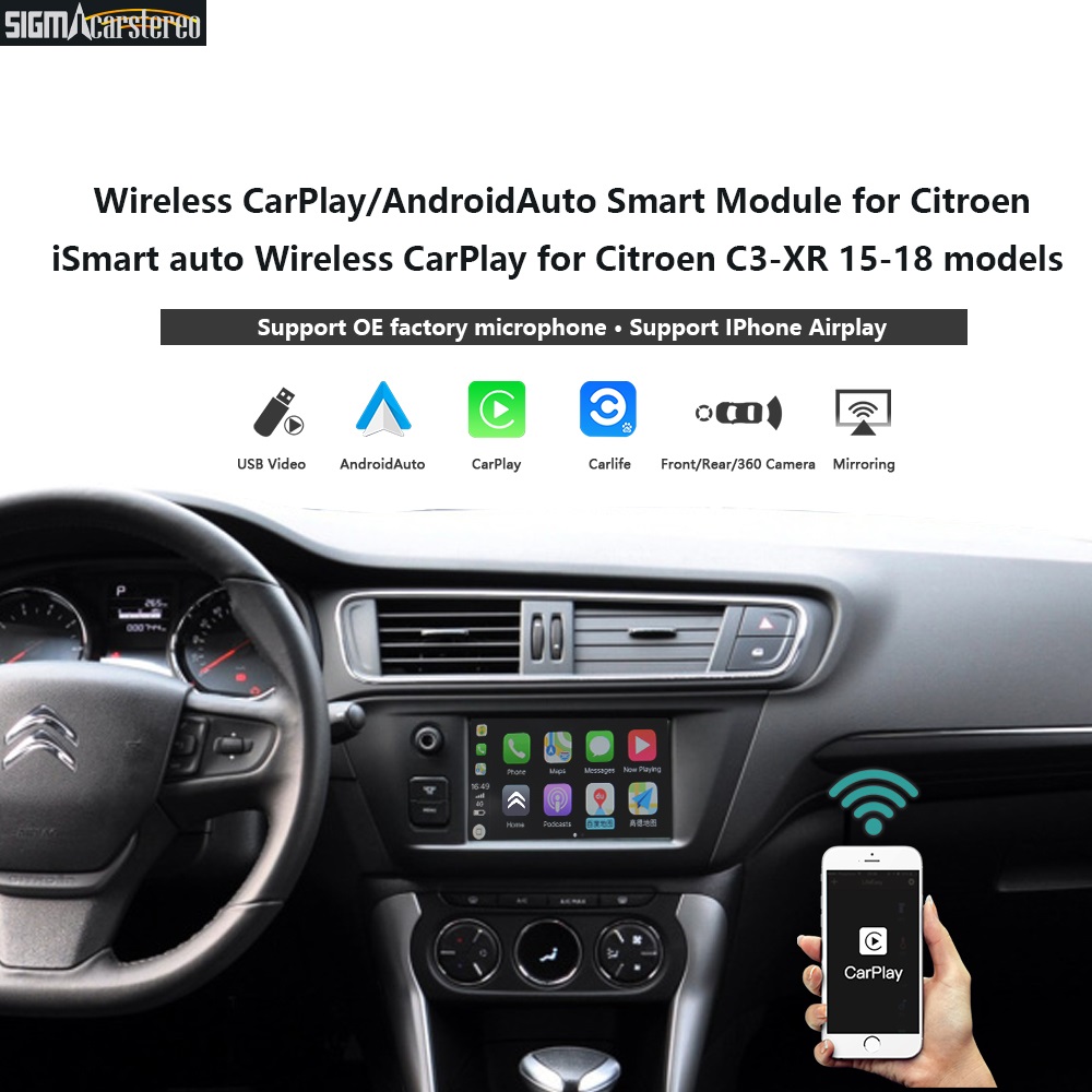 Citroen C3-XR 2015-2018 models- CarPlay Wireless CarPlay AndroidAuto ...