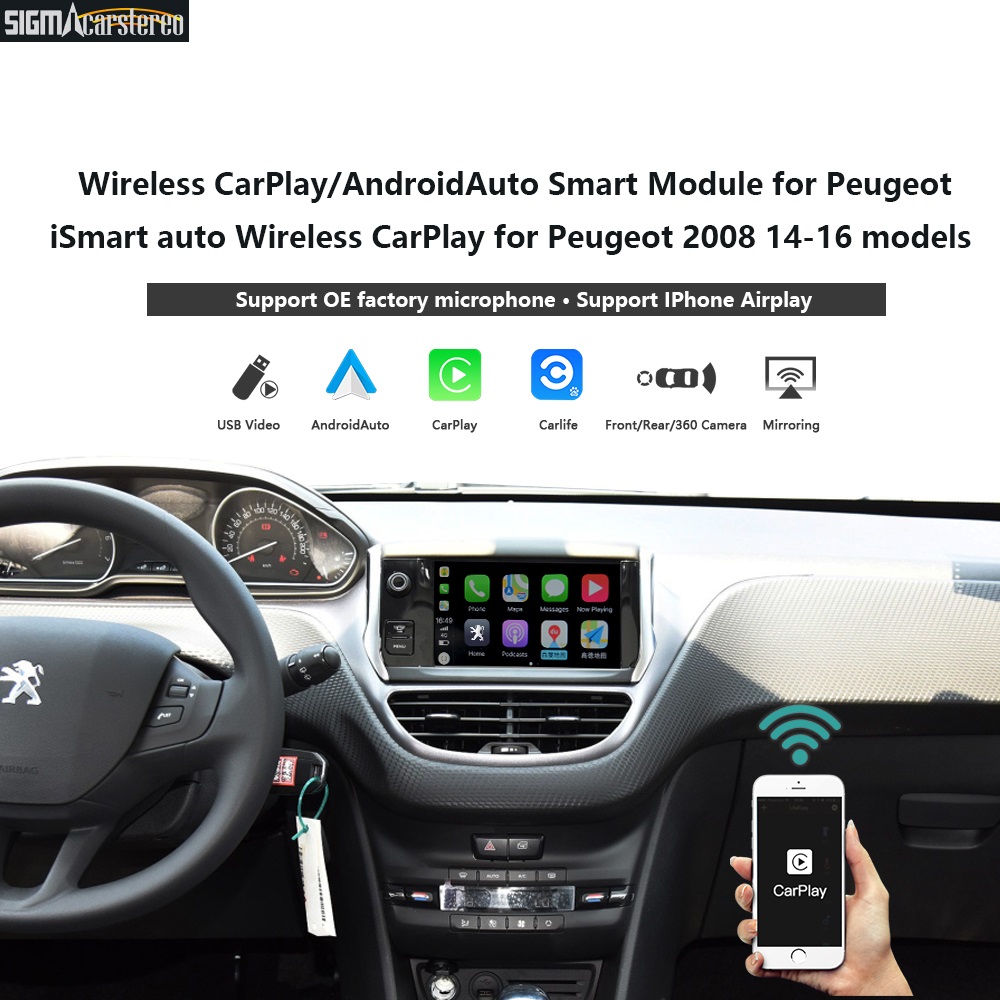 Peugeot 2008 2014-2016 models-1 Wireless CarPlay AndroidAuto Smart Module